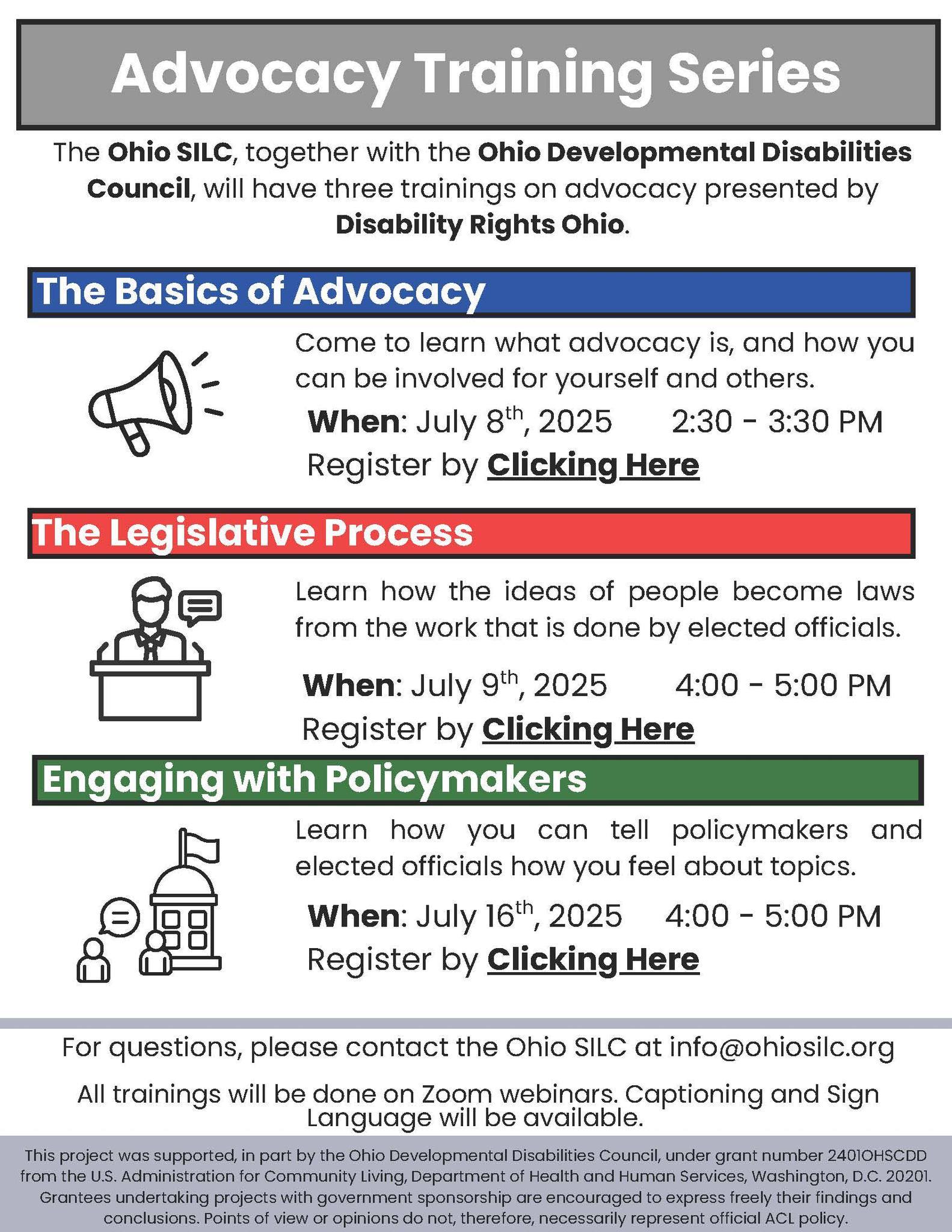 Register for July 8,9,16 Webinars: Advocacy Training Series – Ohio ...